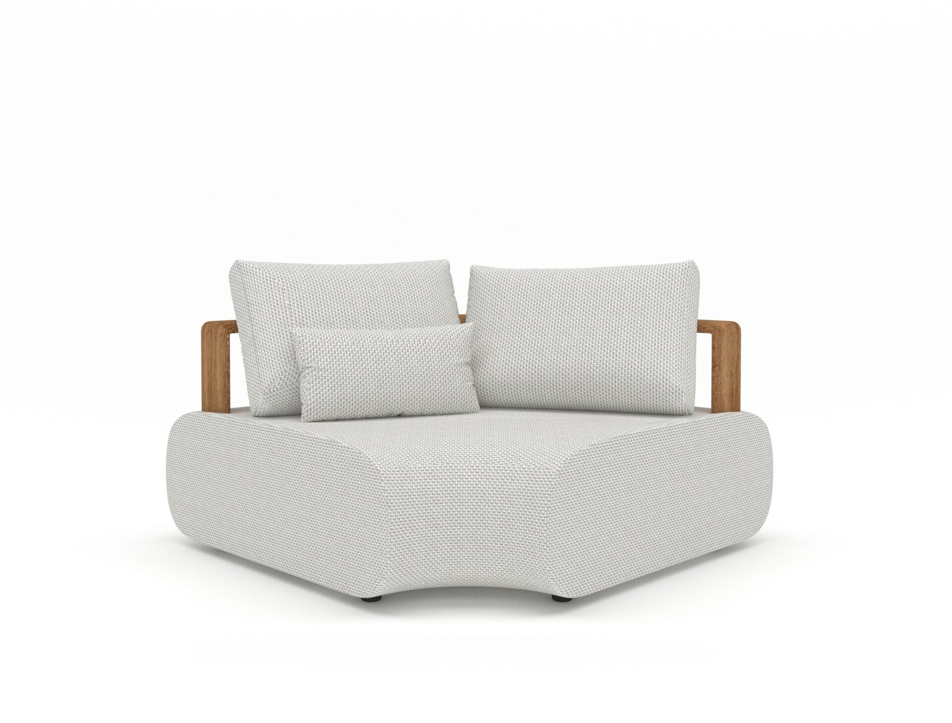 Light Grey Corner Seat Sofa With Teak Frame - Akula Living